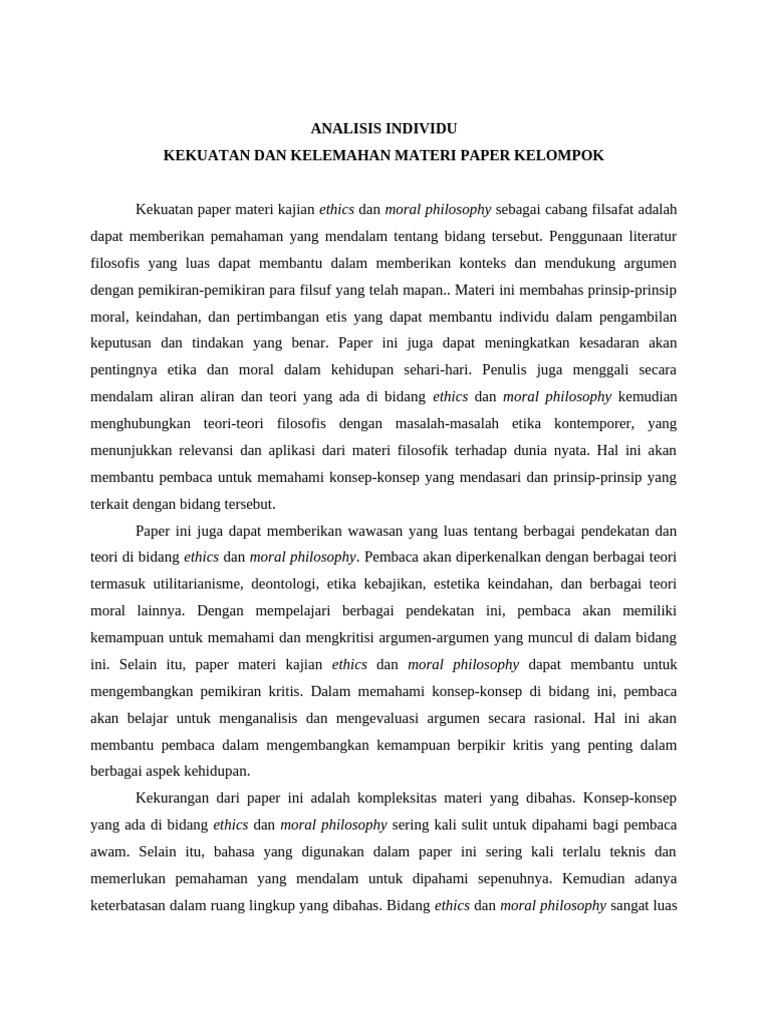 Kekuatan dan Kelemahan Etika Filsafat | PDF