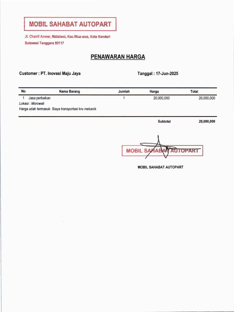 Quotation Jasa - Sany Crawler Crane SCC 1000a6 100t | PDF