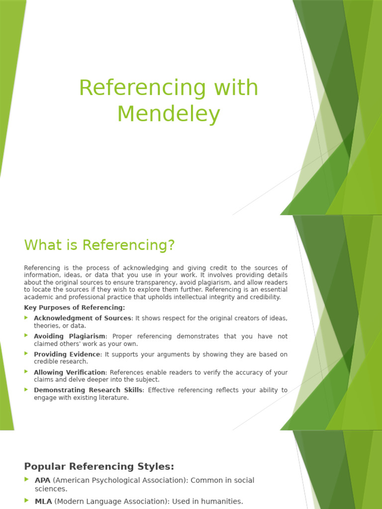 Referencing With Mendeley | PDF | Citation | Apa Style