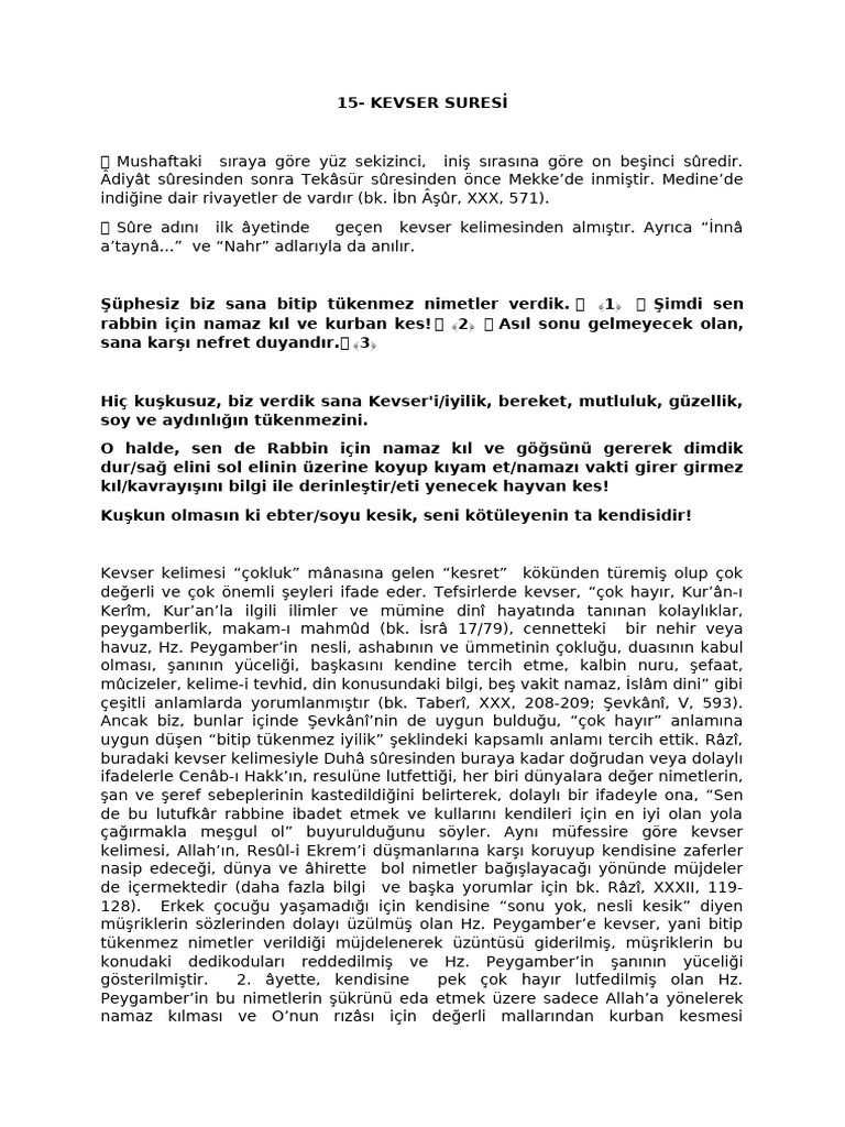 15 - Kevser Suresi̇ | PDF