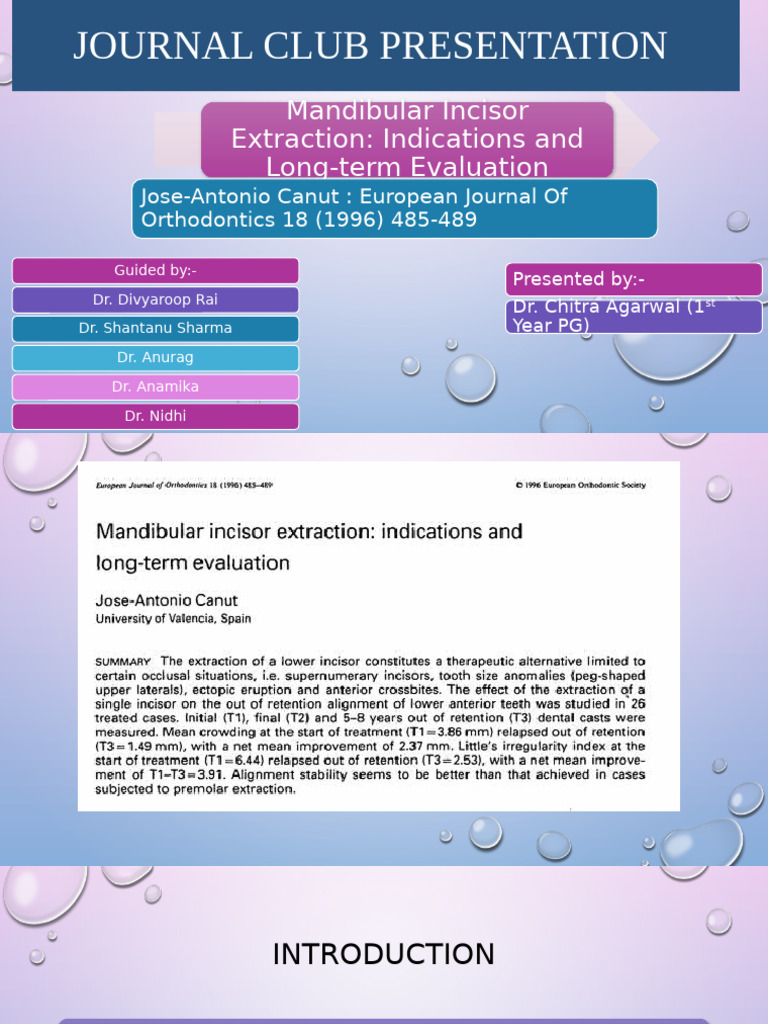 Mandibular Incisor Extraction Insights | PDF | Orthodontics | Medical ...