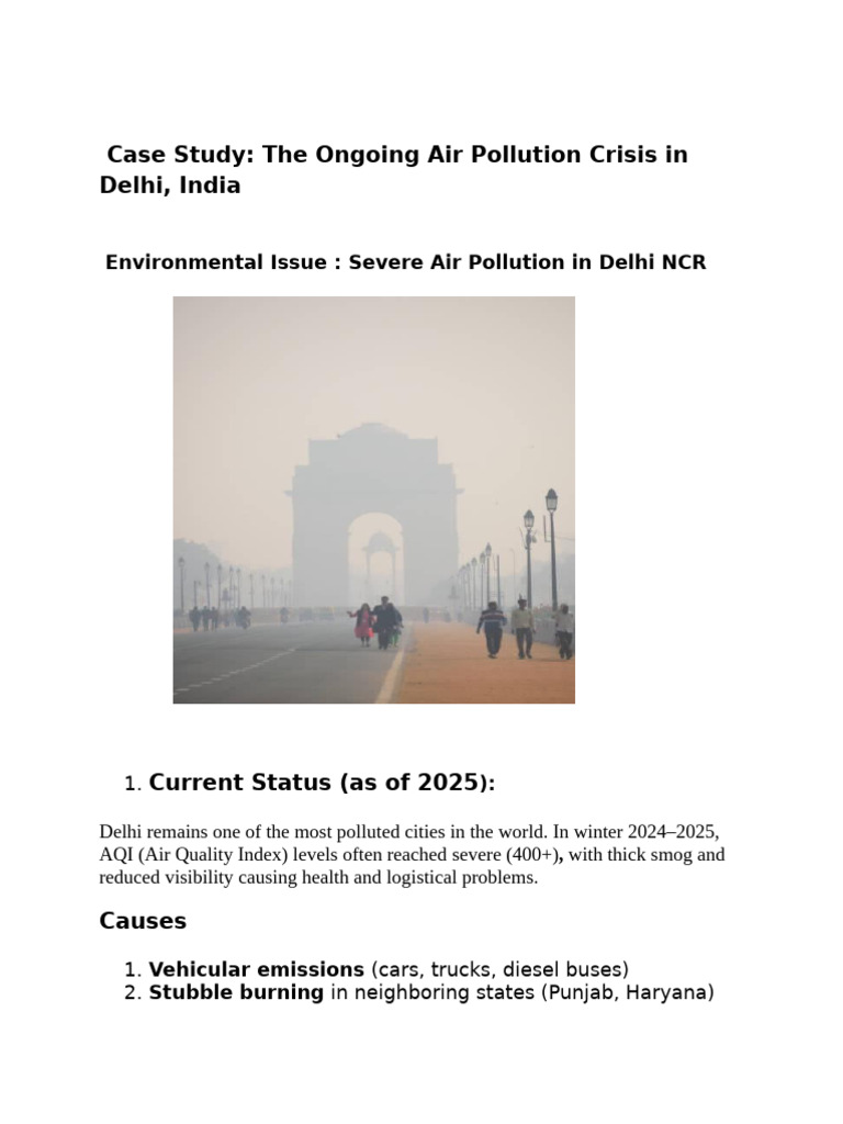 Delhi's Air Pollution Crisis: A 2025 Case Study | PDF
