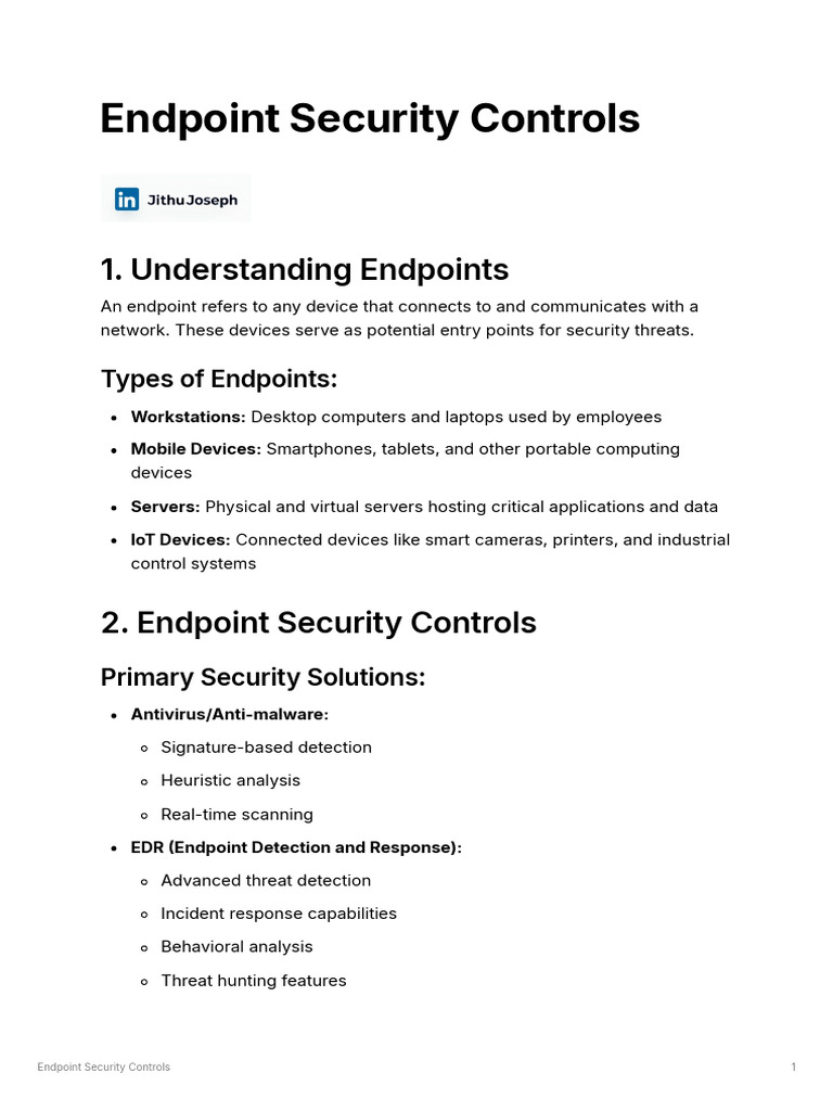 Endpoint Security Controls | PDF | Security | Computer Security