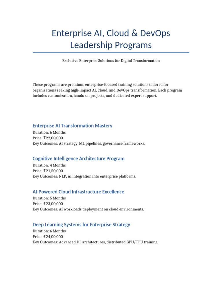 Enterprise AI Cloud DevOps Programs | PDF | Cloud Computing | Artificial Intelligence