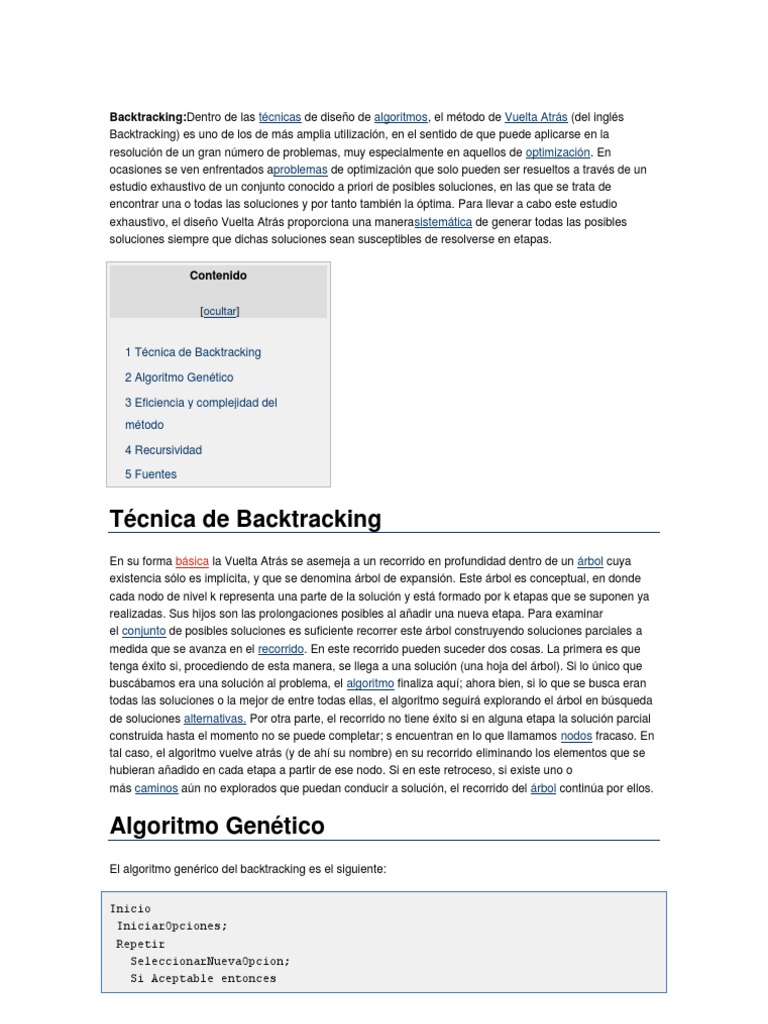 Backtracking | PDF | Teoría de la complejidad computacional ... Backtracking | PDF | Teoría de la complejidad computacional ...