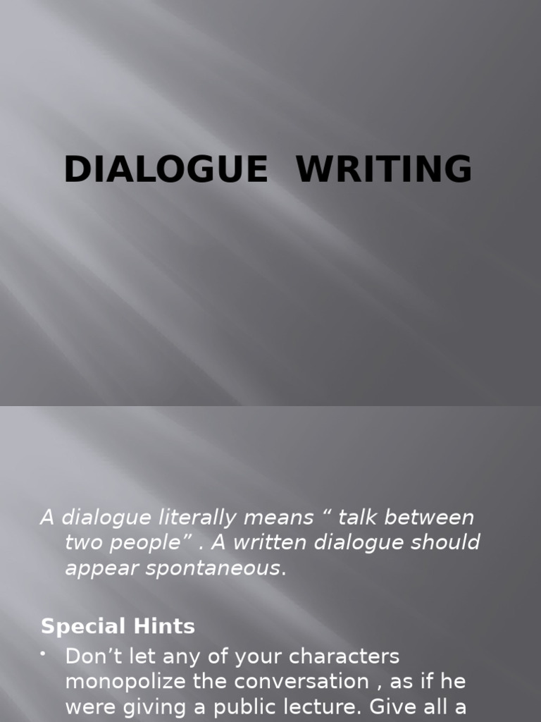 Dialogue Writing | PDF