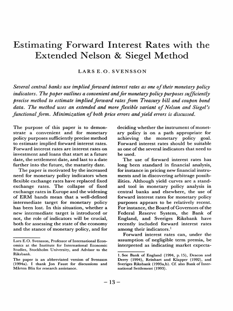 Estimating Forward Interest Rates With The Extended Nelson & Siegel ...