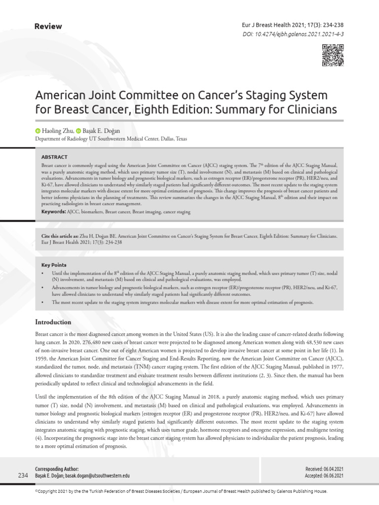 AJCC - Breast Cancer Staging | PDF | Breast Cancer | Neoplasms