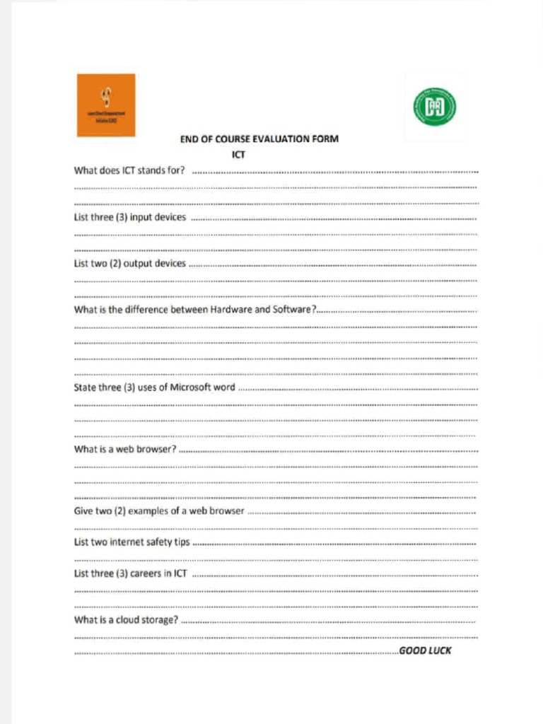 END OF COURSE EVALUATION FORMS - Redacted | PDF