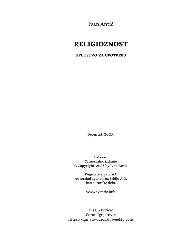 Ivan Antic - Religioznost - Uputstvo - Za - Upotrebu - A4 | PDF