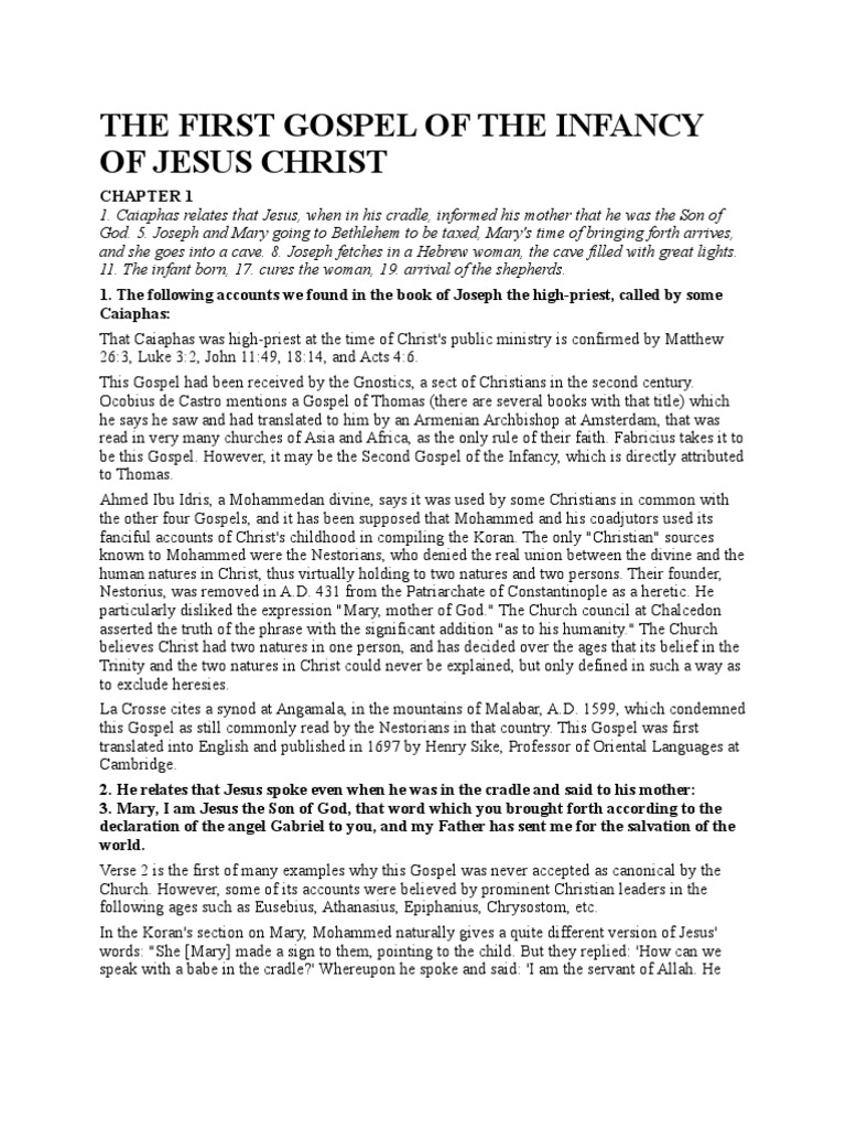 Infancy Gospel of Jesus Christ Insights | PDF | Religious Belief And ...