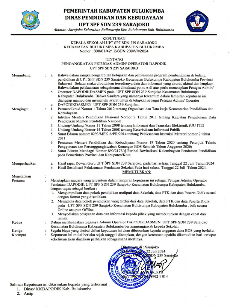 SK Operator Sekolah20250310 - 09455823 | PDF