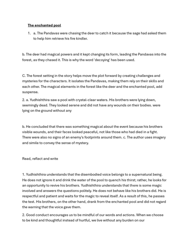 The Enchanted Pool Q&A | PDF