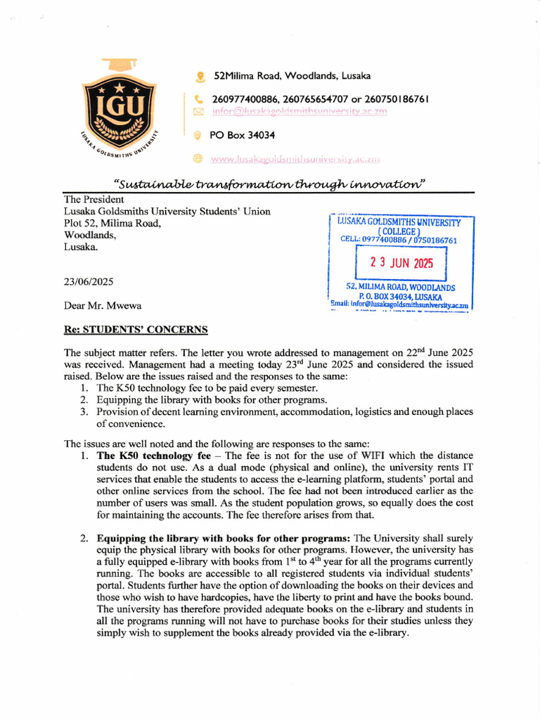 Response To Concerns Raised by Students | PDF