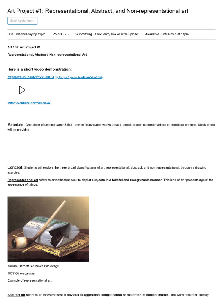 Art Project #1 - Representational, Abstract, and Non-Representational Art | PDF | Drawing ...