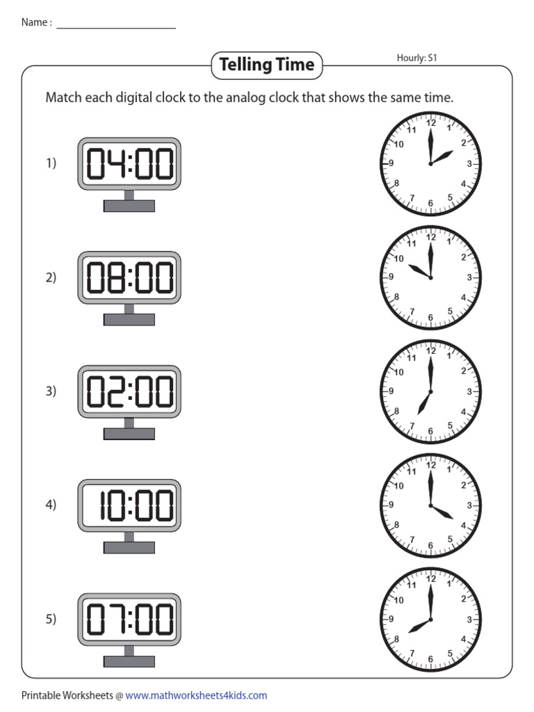Match Digital to Analog Clocks | PDF | Horology | Clock