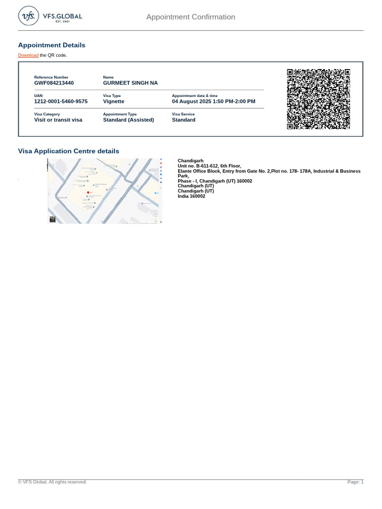 Appointment Confirmation for Visa Application | PDF | Government And ...