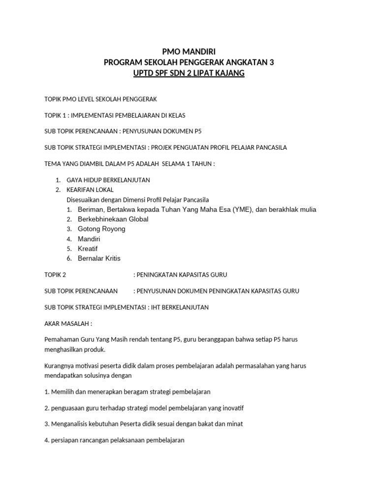 Implementasi P5 dan Peningkatan Kapasitas Guru | PDF