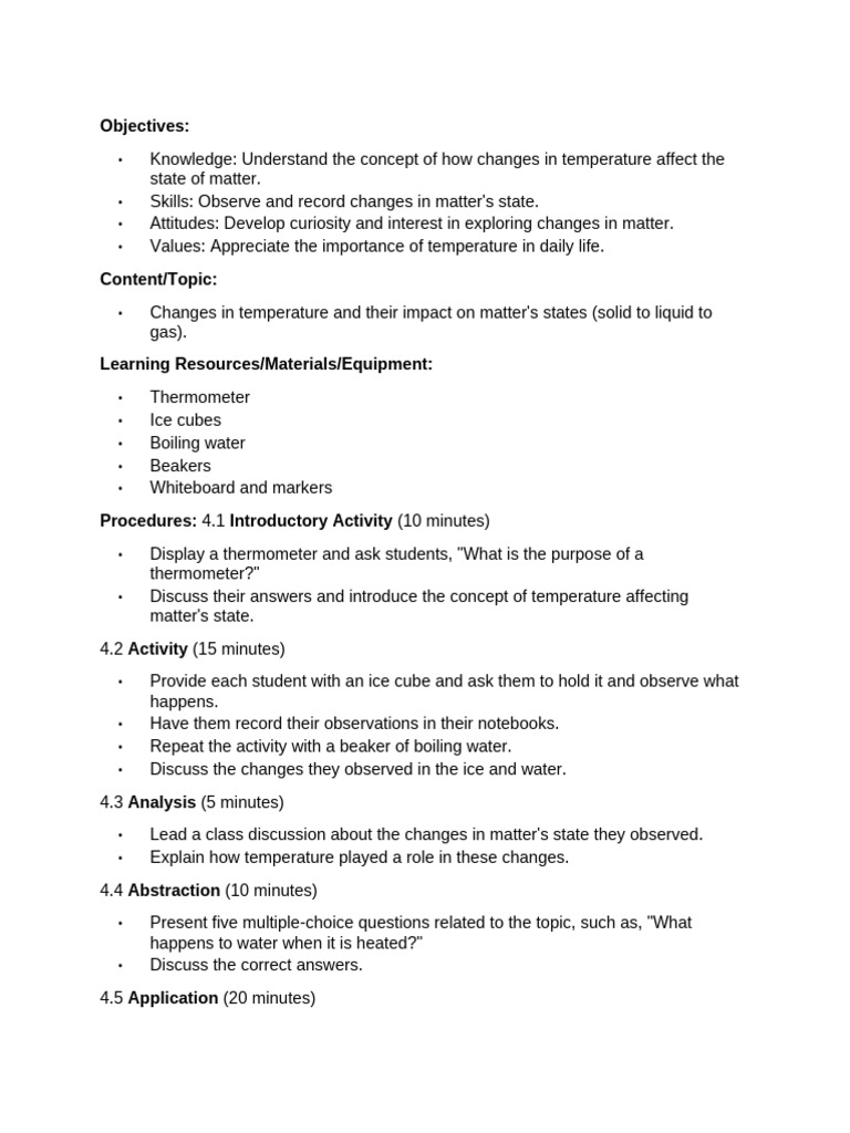 Effects of Temperature on Matter's States | PDF | Temperature | Water