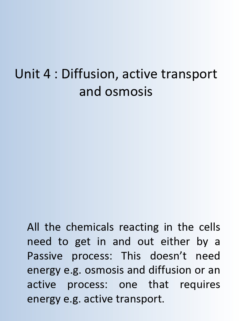 B1. Diffusion, Osmosis, Active Transport PDF | PDF | Osmosis | Cell ...