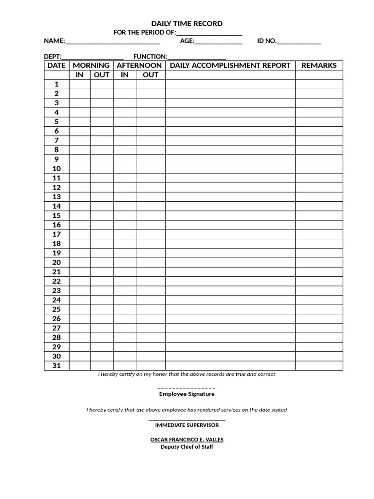 Daily Time Record Papa | PDF