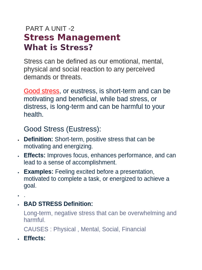 Cl-10 Stress Managment | PDF | Stress (Biology) | Goal