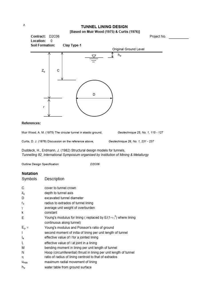 Tunnel Lining Design Specifications | PDF | Young's Modulus ...