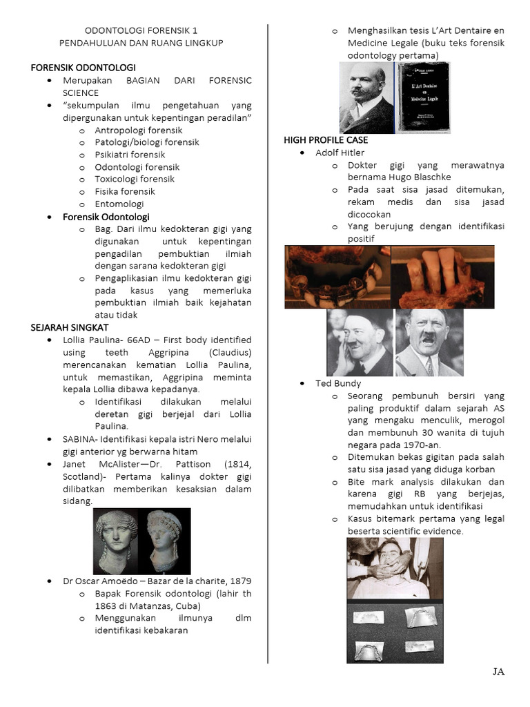 Forensik Odontologi: Sejarah dan Aplikasi | PDF