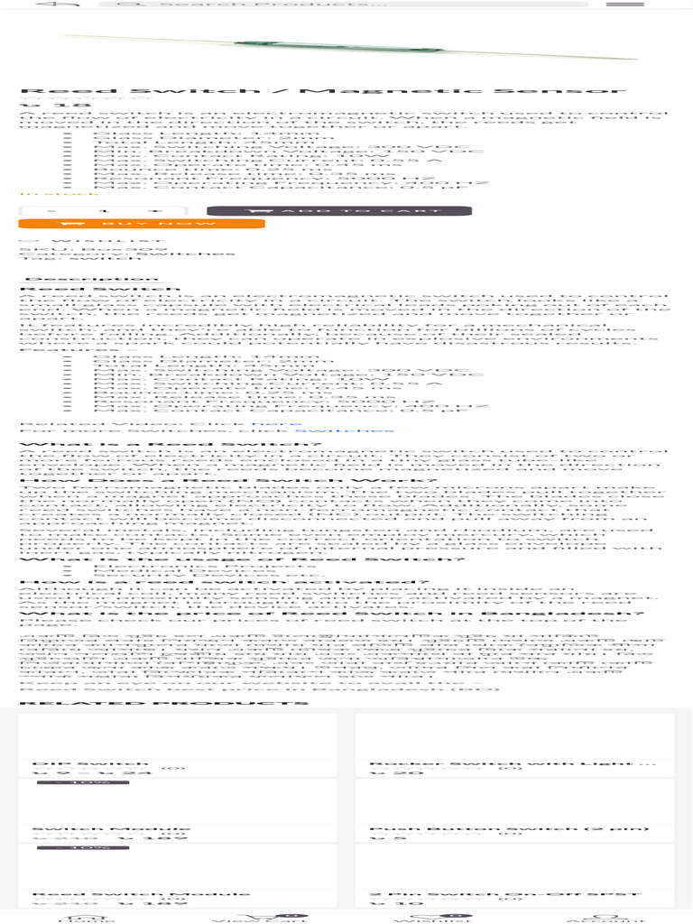 Reed Switch Magnetic Sensor - Robotech BD | PDF | Switch | Electrical Equipment