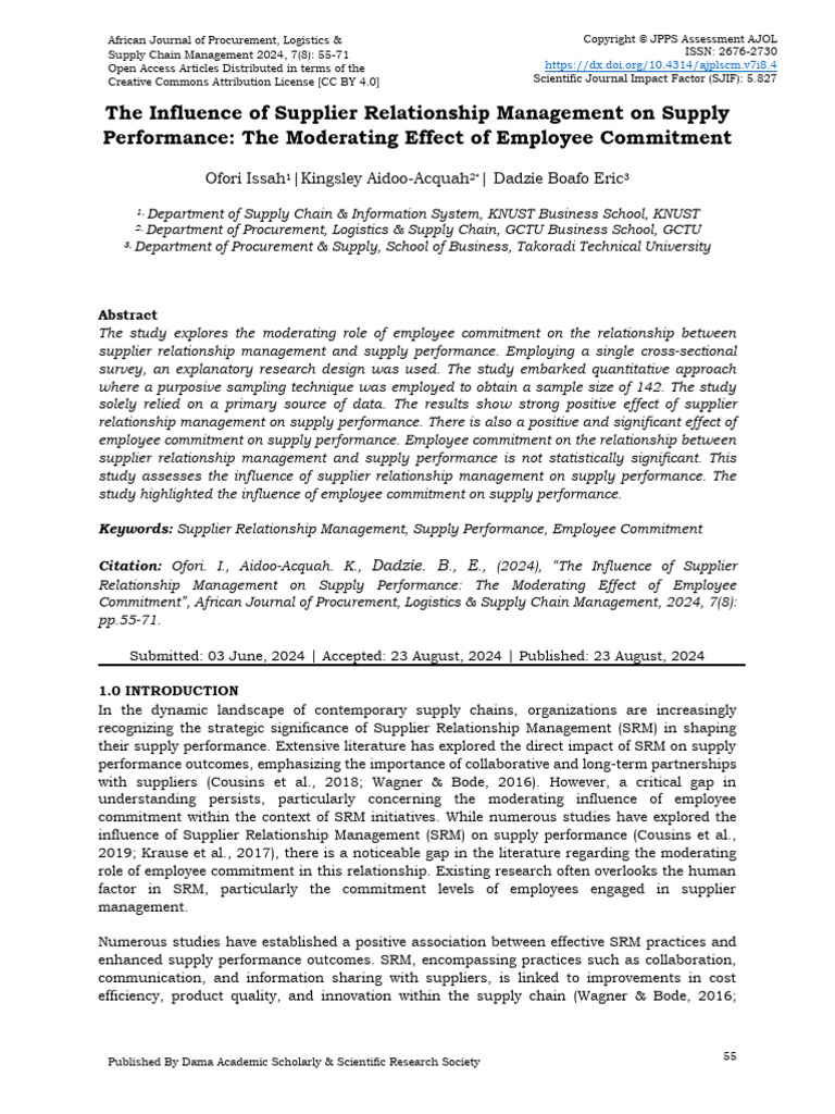 12-Issah, O., Aidoo-Acquah, K., & Eric, D. B. (2024) . | PDF | Supply ...