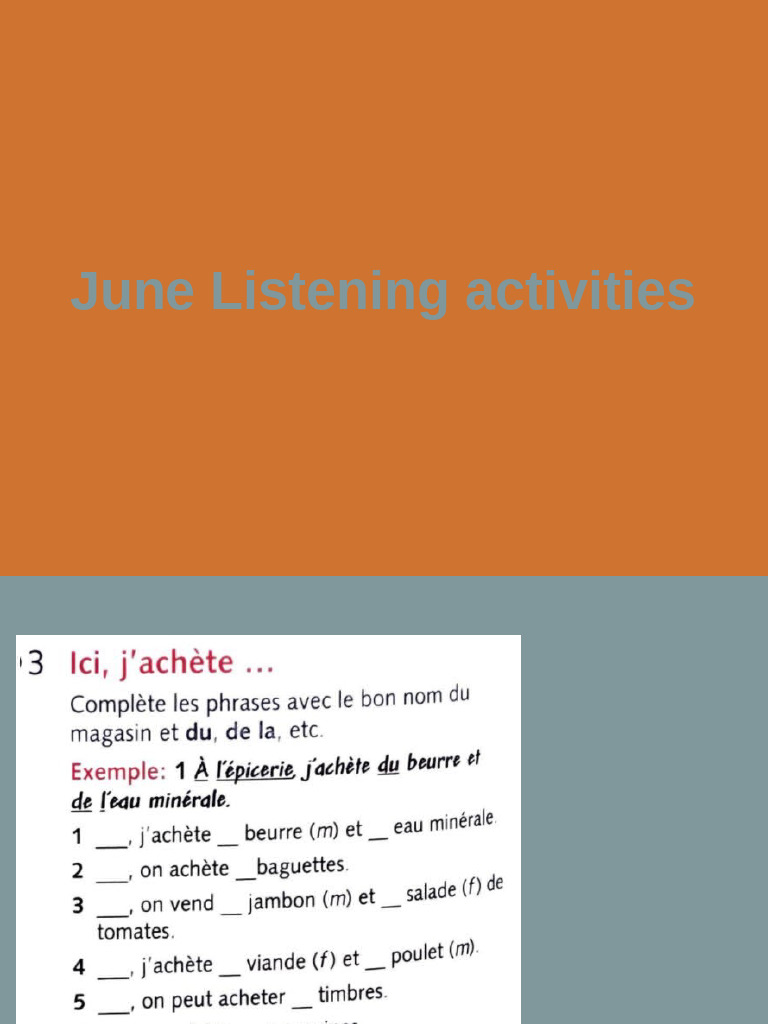 Copy of Grade 6 Spanish- Listening Activities-June | PDF