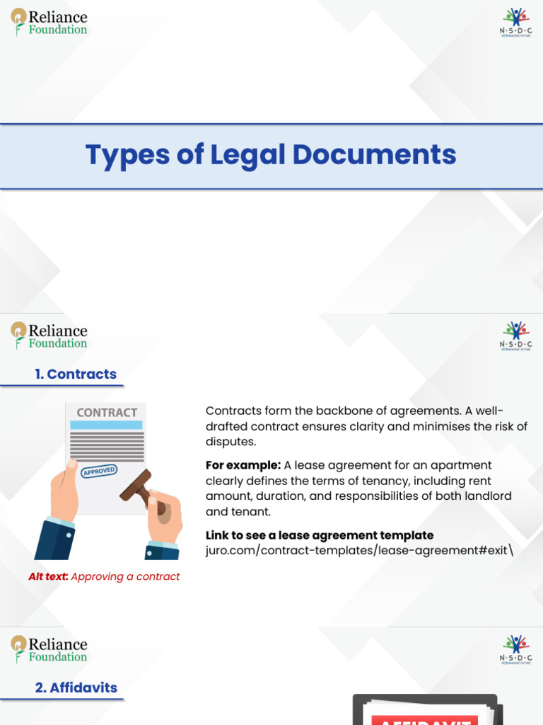 Overview of Legal Document Types | PDF | Affidavit | Lease