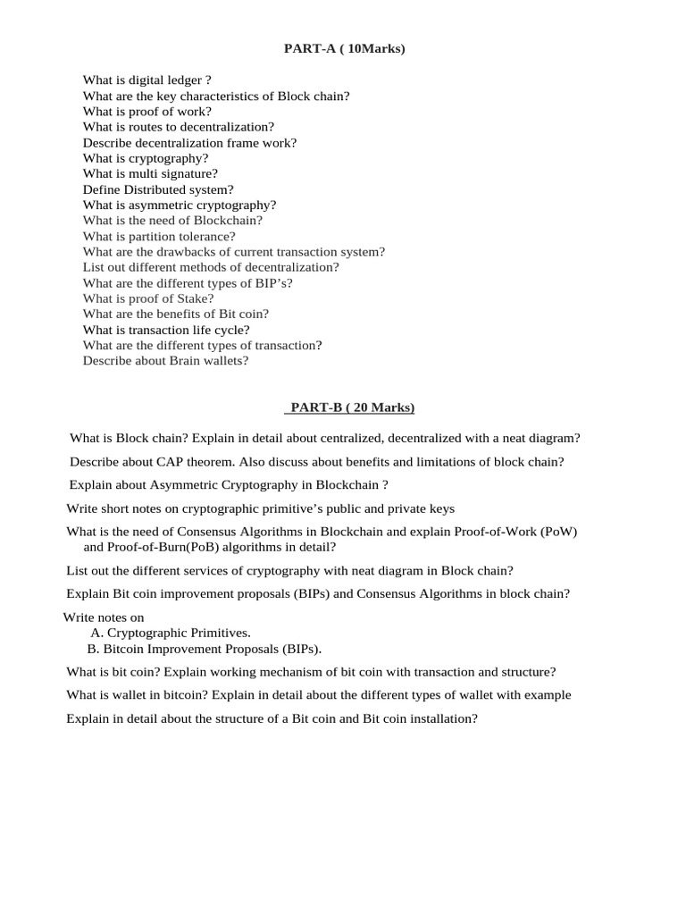 IV i Bct Mid 1 Important Questions | PDF