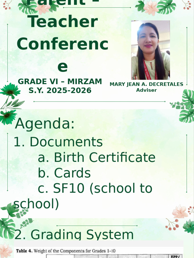 PTA1 - Parent-Teacher Conference Agenda | PDF