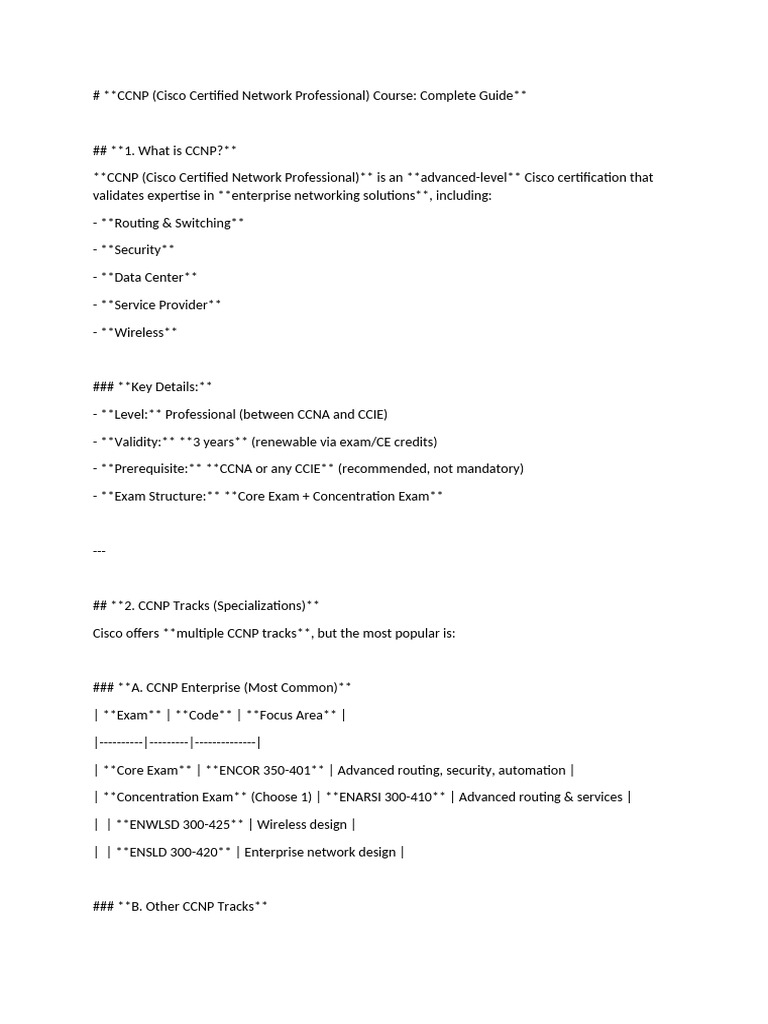 CCNP Intro | PDF | Cisco Certifications | Computer Network