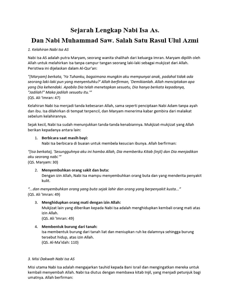 Sejarah Nabi Isa dan Muhammad SAW | PDF