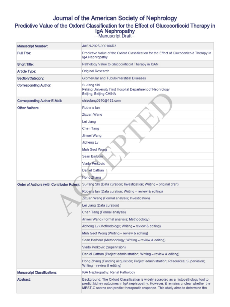 Oxford Classification's Role in IgAN Therapy | PDF | Kidney Disease ...