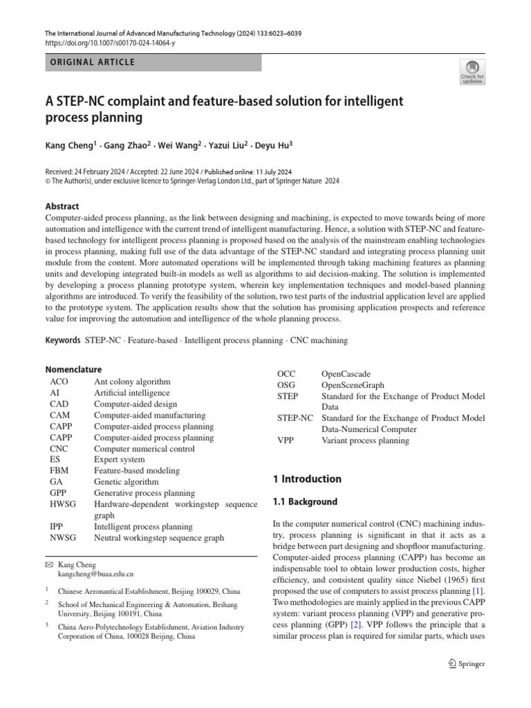 A STEP-NC Complaint and Feature-Based Solution For Intelligent Process ...