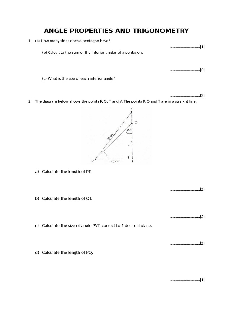 Angle Properties and Trigonometry (1) | PDF | Geometry | Euclidean Plane Geometry