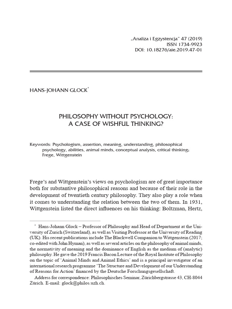 Philosophy - Without - Psychology - A - Case - of Wishful Thinking ...