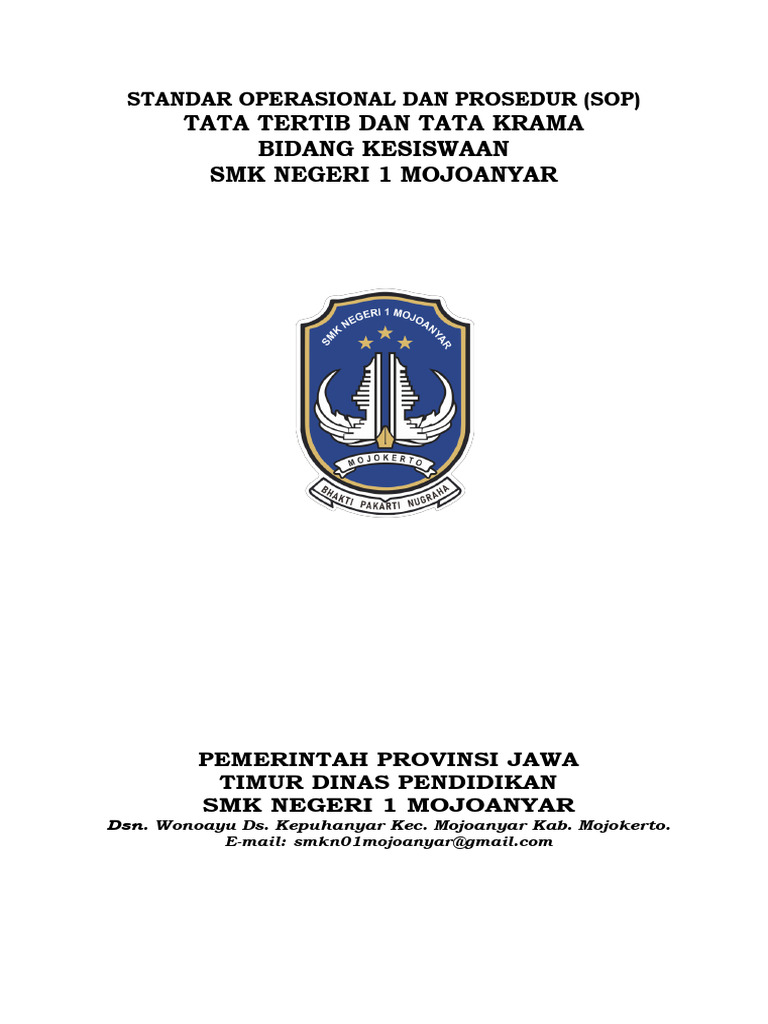 SOP Tata Krama Dan Tata Tertib SMKN 1 Mojoanyar 2025-2026 | PDF