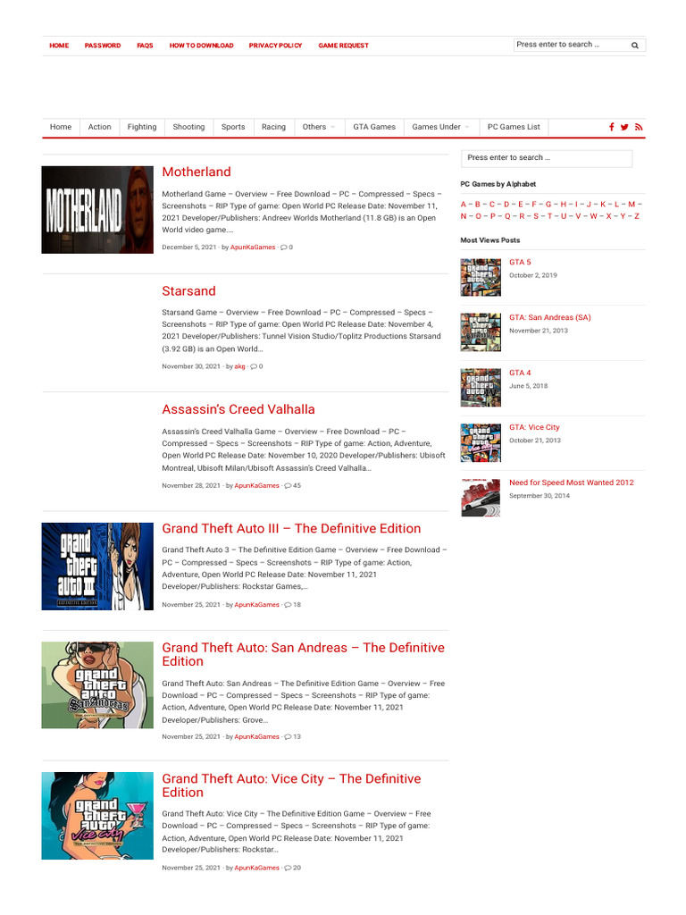 Free PC Game Downloads at ApunKaGames | PDF | Gaming | Electronic ...