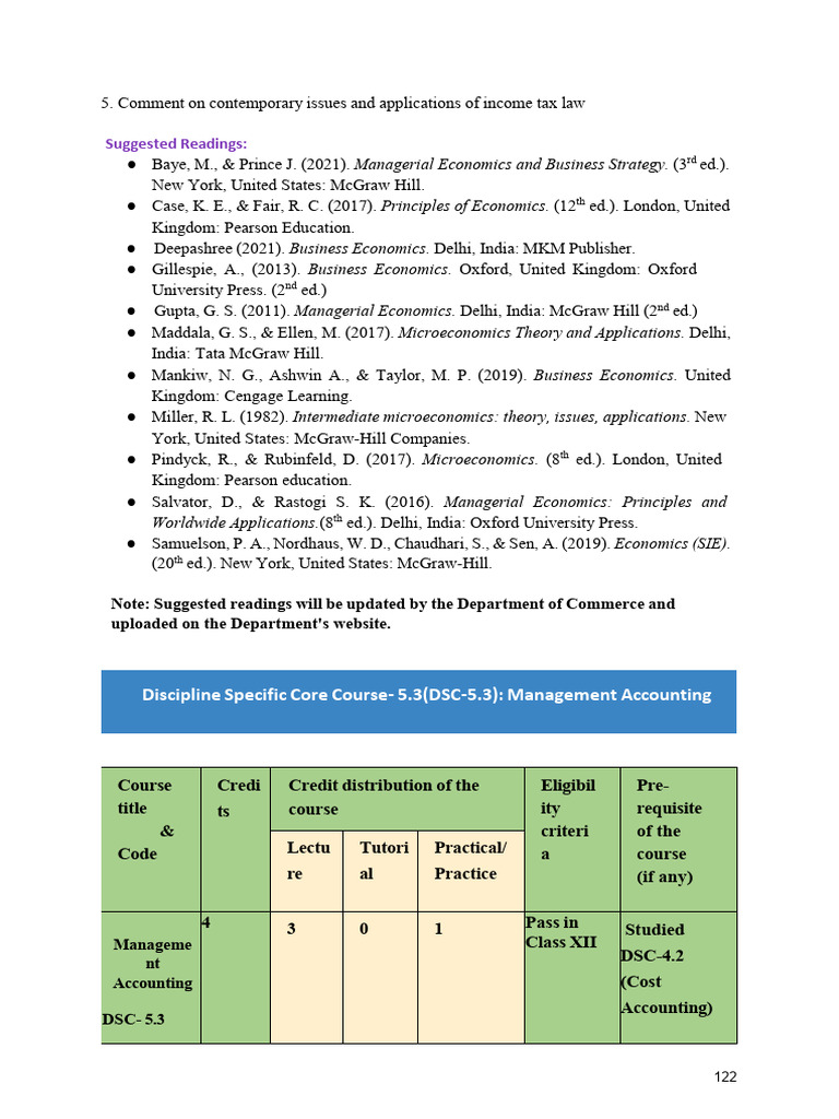 Management Accounting Syllabus B.Com | PDF | Management Accounting ...