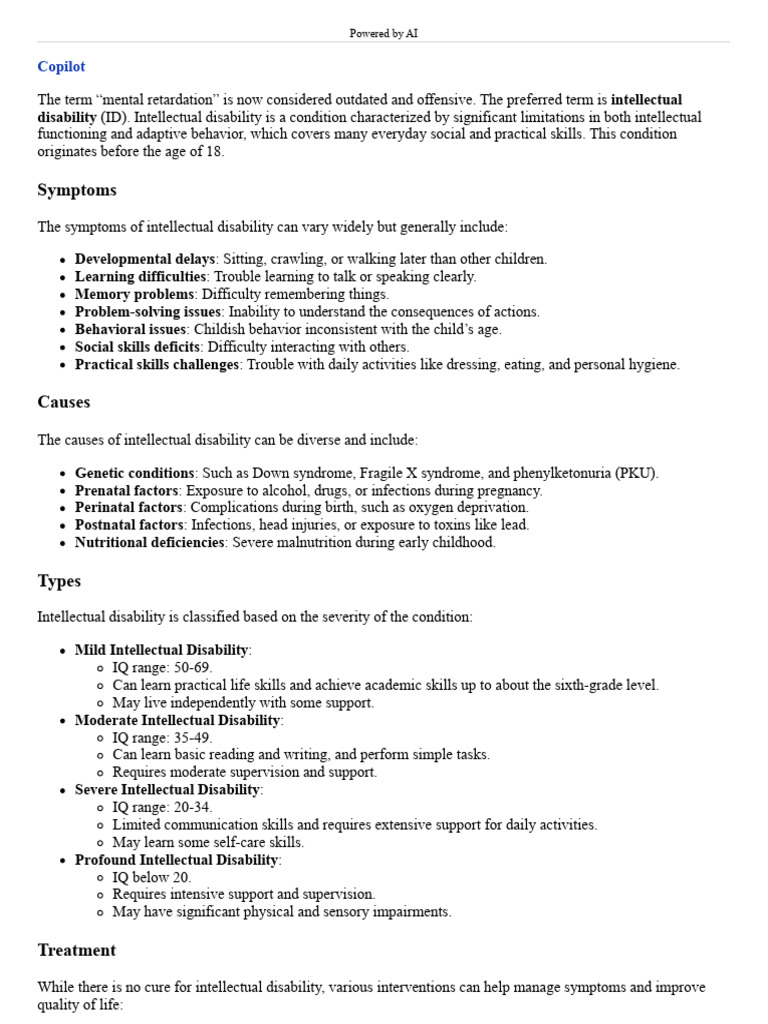 What Is Mental Retardation Its Symptoms, Causes Types | PDF ...