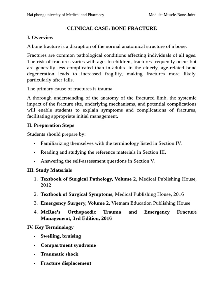 Guidelines For Case Study Fracture | PDF