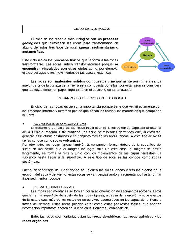 Ciclo de las Rocas: Formación y Transformación | PDF | Roca (geología ...