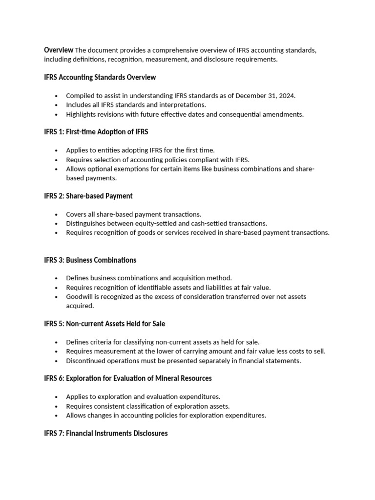 Comprehensive Guide to IFRS Standards | PDF | Fair Value ...