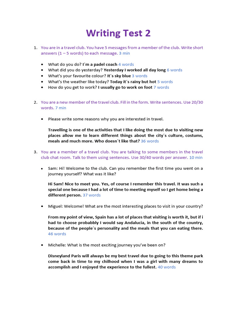 Mi Writing Test 2 | PDF
