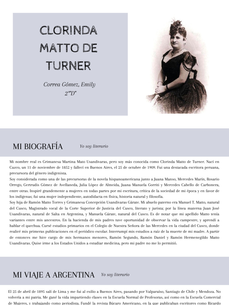 Clorinda Matto de Turner: Biografía y Obras | PDF