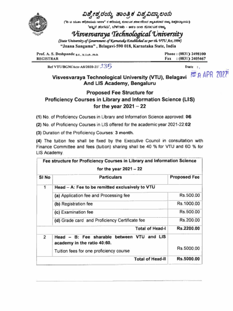 Proposed Fee Structure | PDF